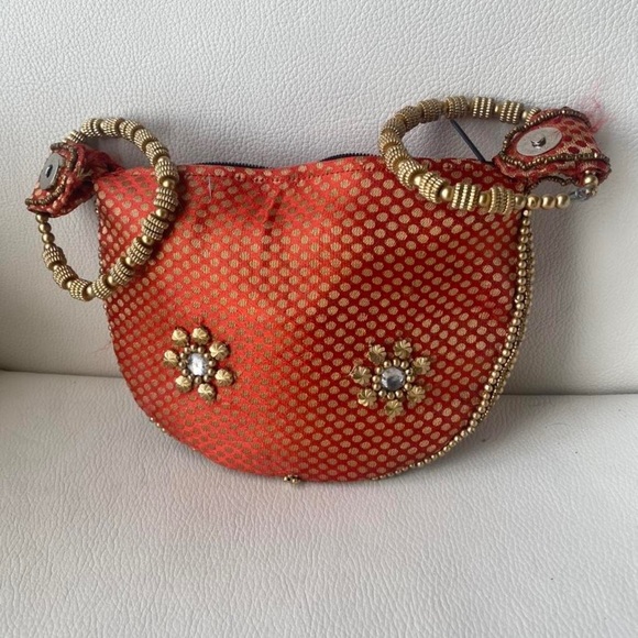 Vintage | Bags | Vintage Handmade Fortune Cookie Shaped Purse Red Gold ...